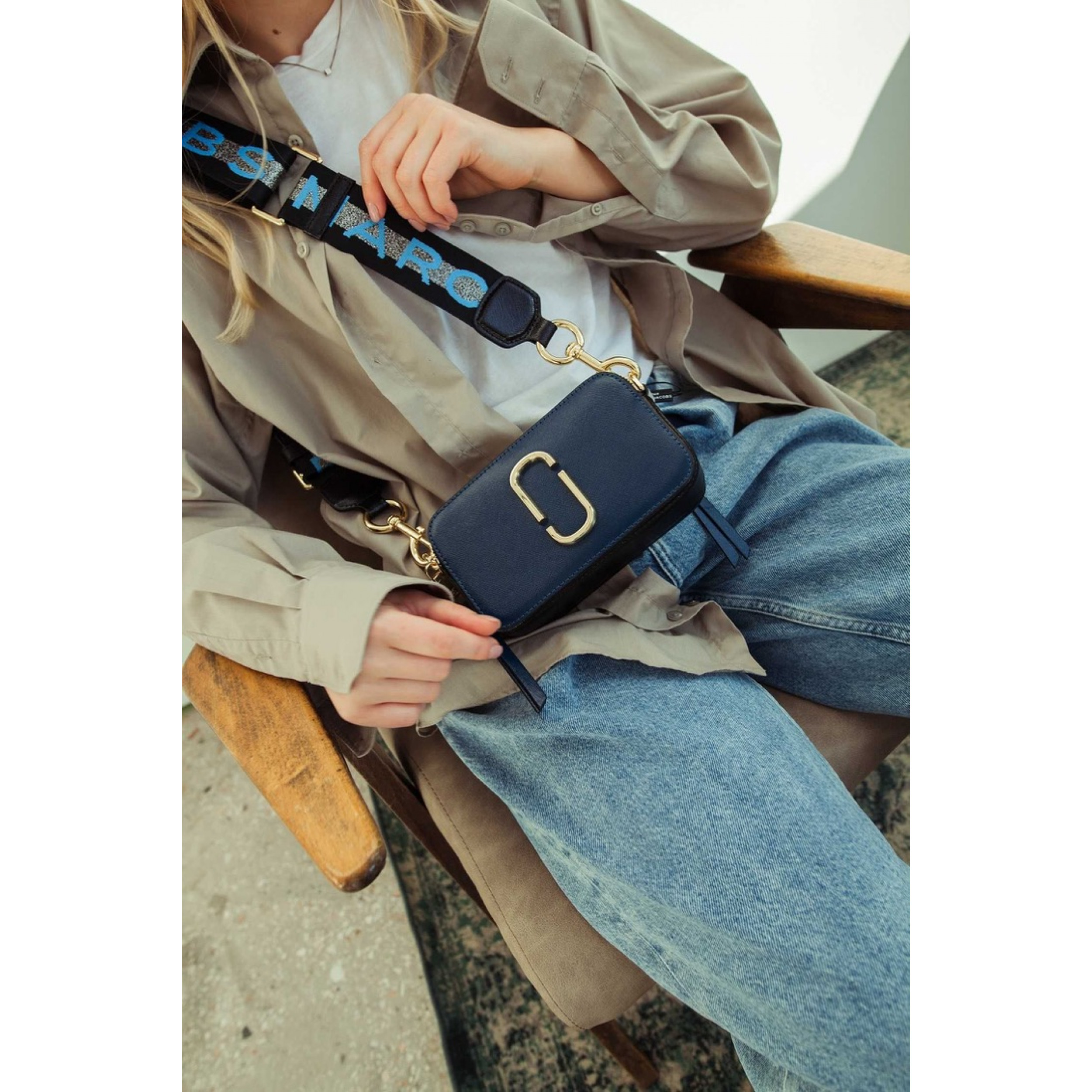 СУМКА MARC JACOBS LOGO STRAP SNAPSHOT NEW BLUE SEA MULTI купить ...